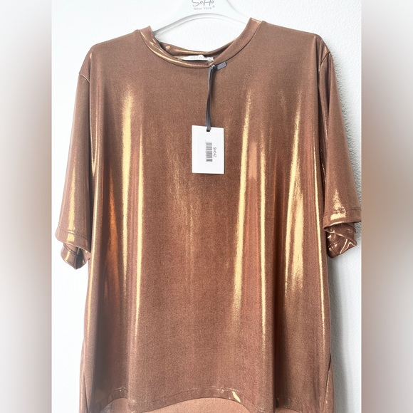 Soho | Tops | Soho Womens Bronze Gold Metallic Shine Pullover Top Shirt ...